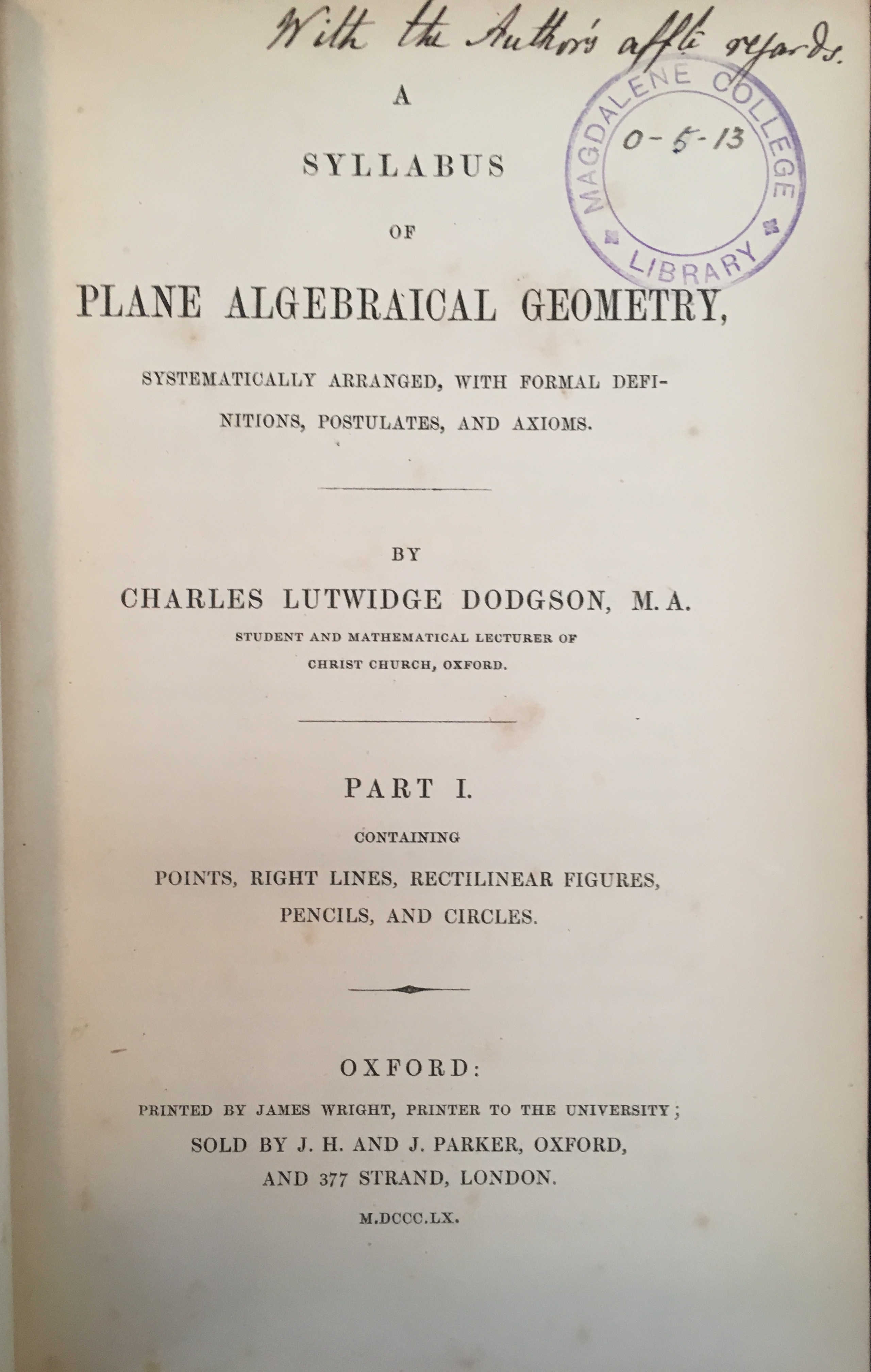 Lewis Carroll – Magdalene College Libraries